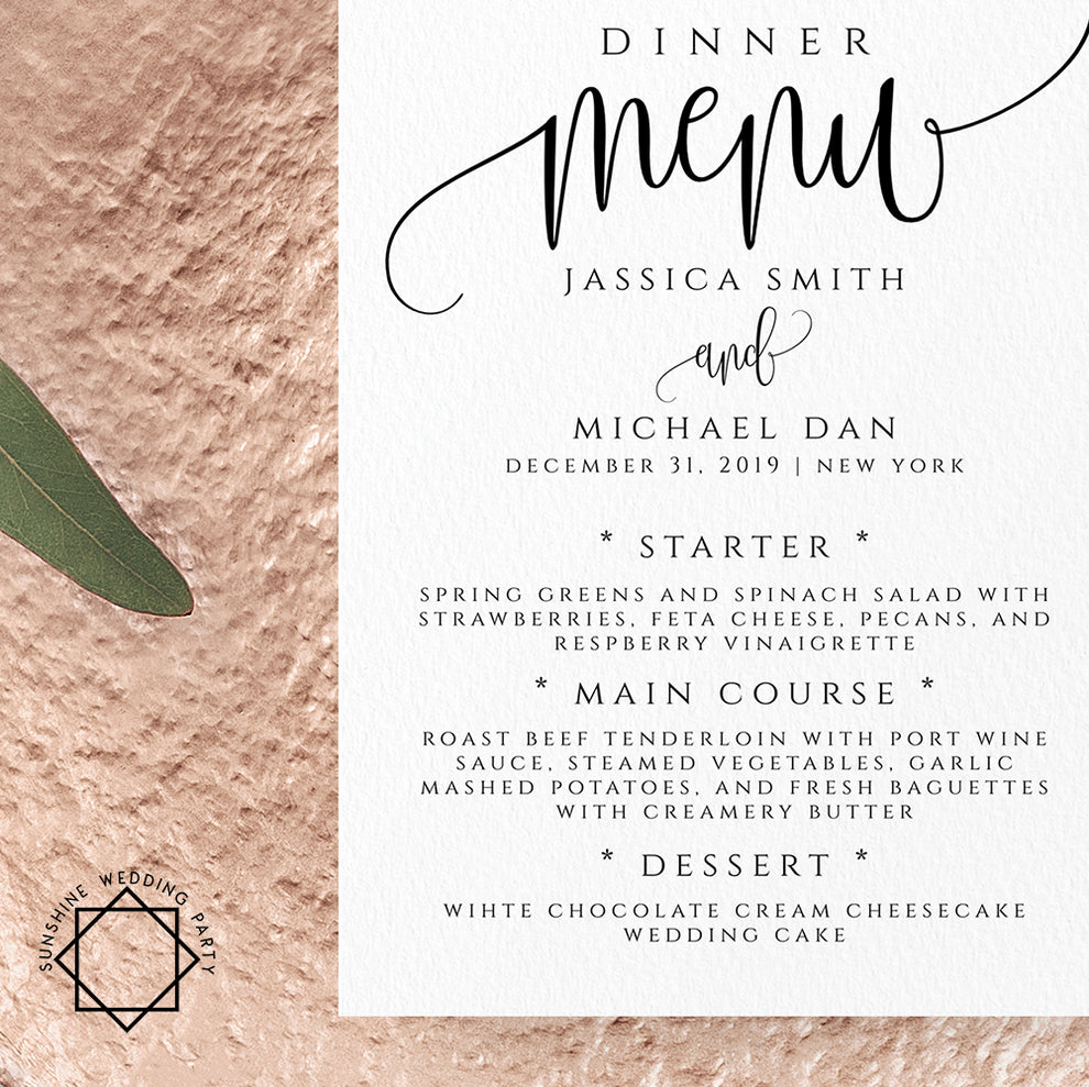 Rustic Wedding Menu Template – SunshineWeddingParty